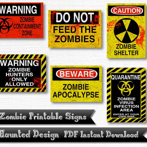 Zombie Warning Signs Apocalypse Zombie Hunters Containment - Etsy