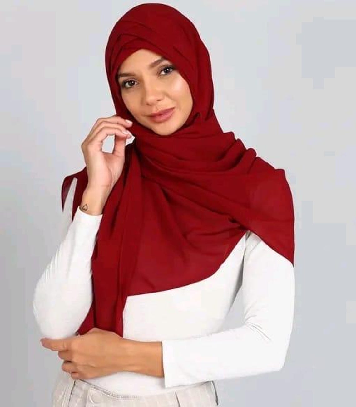 Instant Georgette Maroon Hijab - Etsy