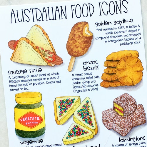 Australian Food Icons Postcard Hand Drawn Postcard Aussie - Etsy Australia
