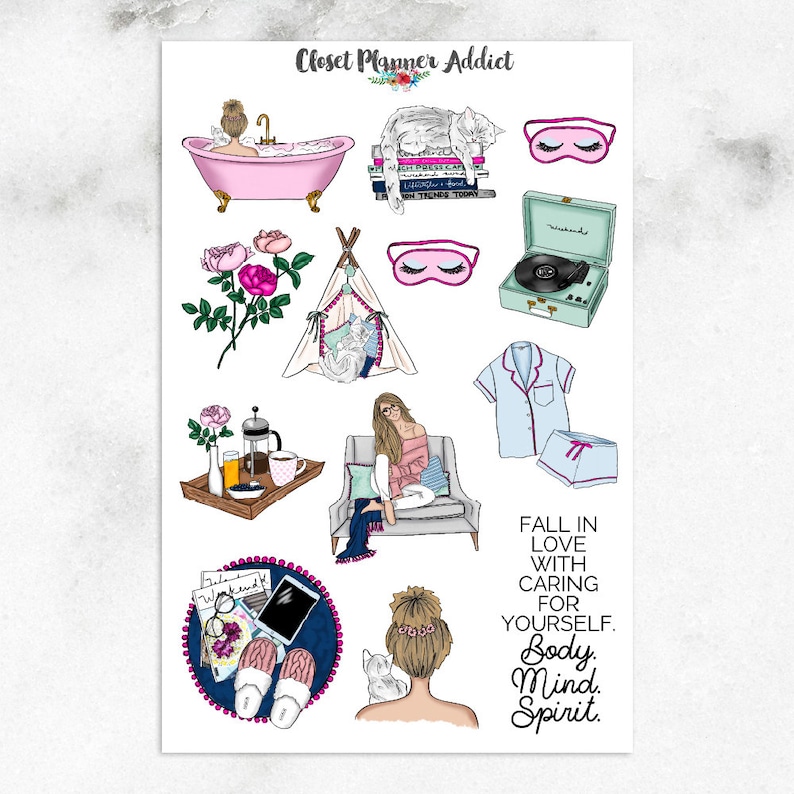 Me Time Planner Stickers Rest Relaxation Stickers Self - Etsy