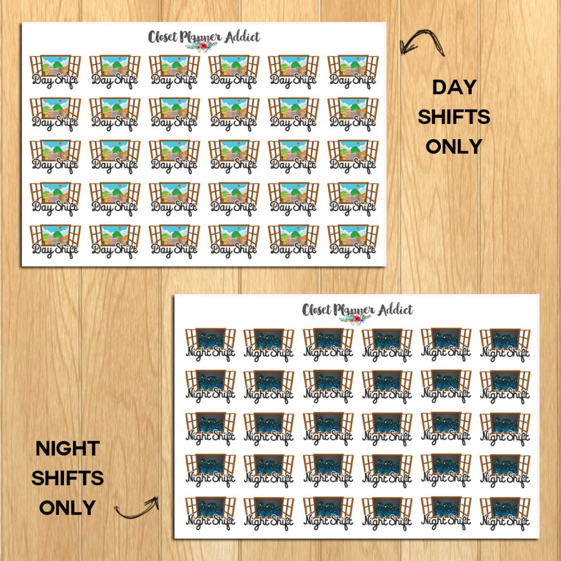Day Shift Night Shift Planner Stickers Work Shift Stickers - Etsy
