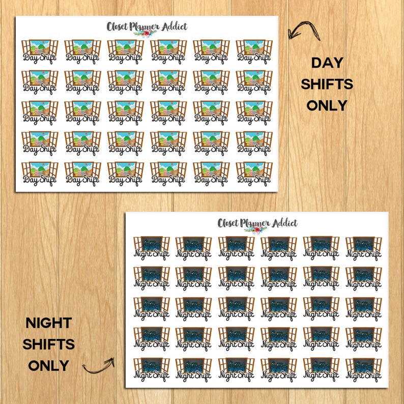 Day Shift Night Shift Planner Stickers Work Shift Stickers - Etsy