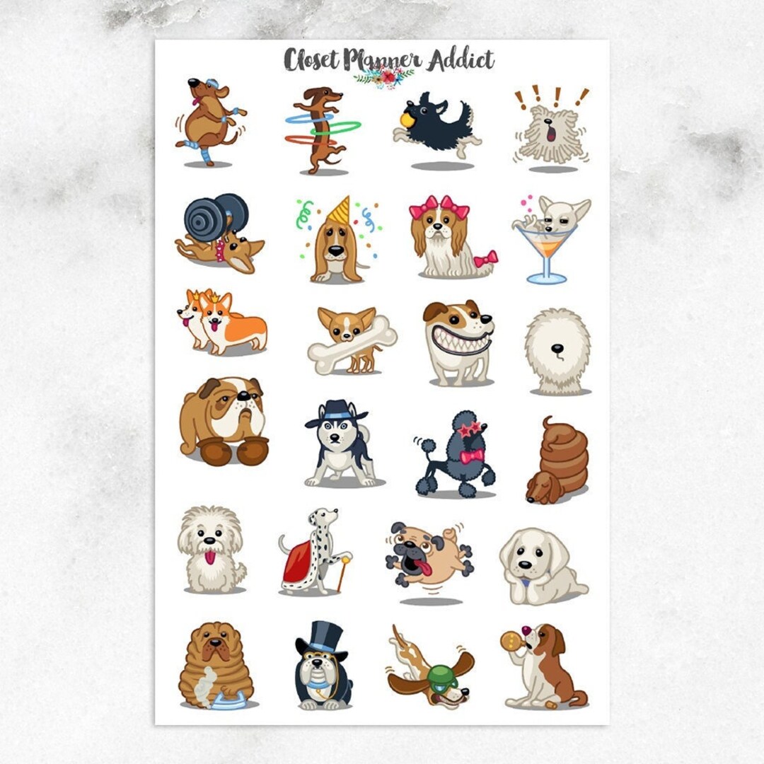Cute Dogs Planner Stickers | Pet Stickers | Dachshund, Boxer, Dalmatian ...