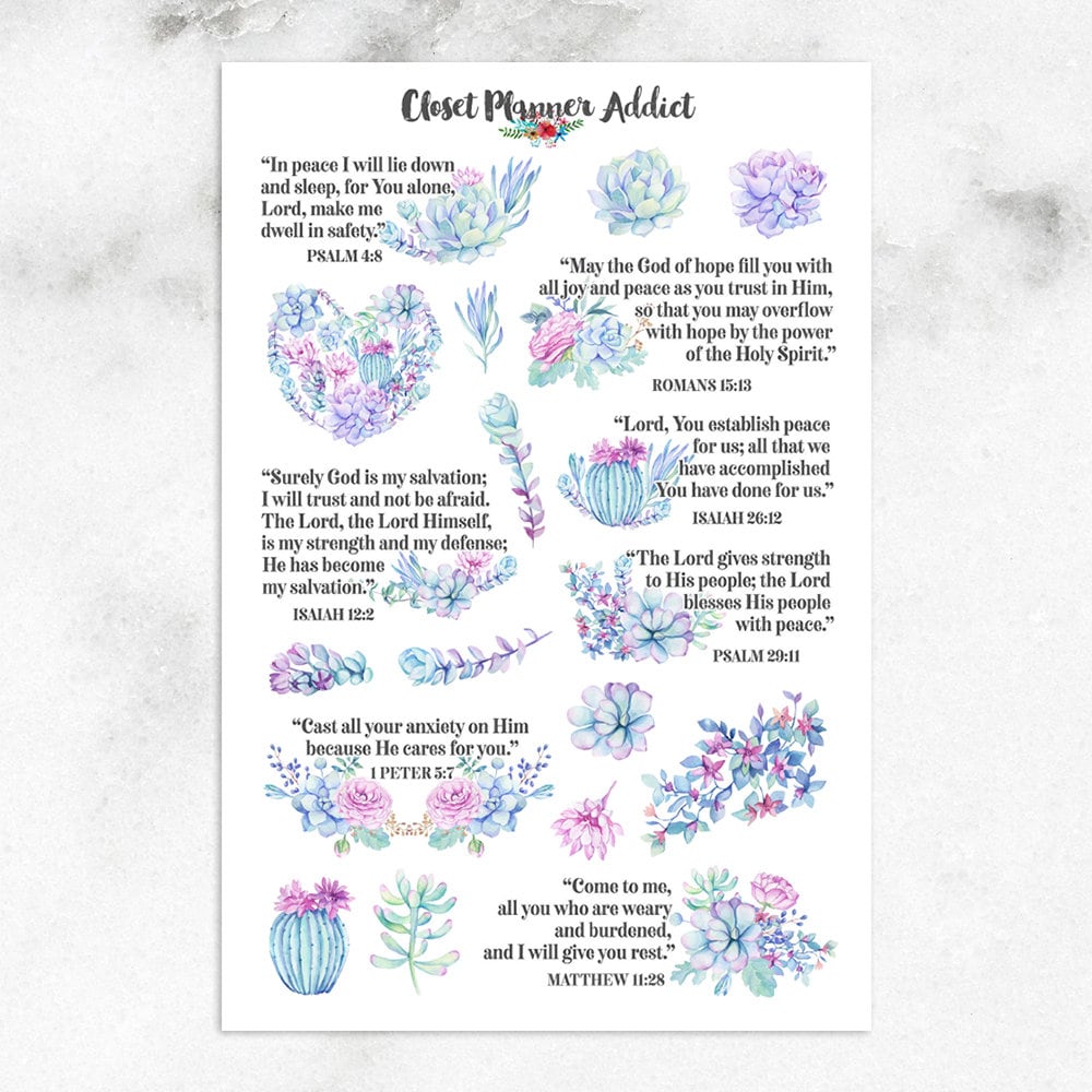 Christian Bible Verses Scriptures Planner Stickers | Succulents ...