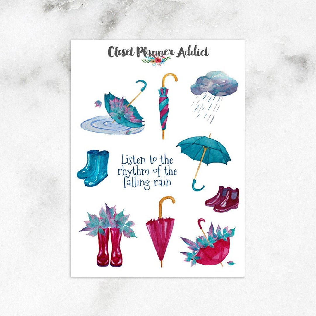 Rhythm of the Falling Rain Planner Stickers | Rain Stickers | Umbrella ...