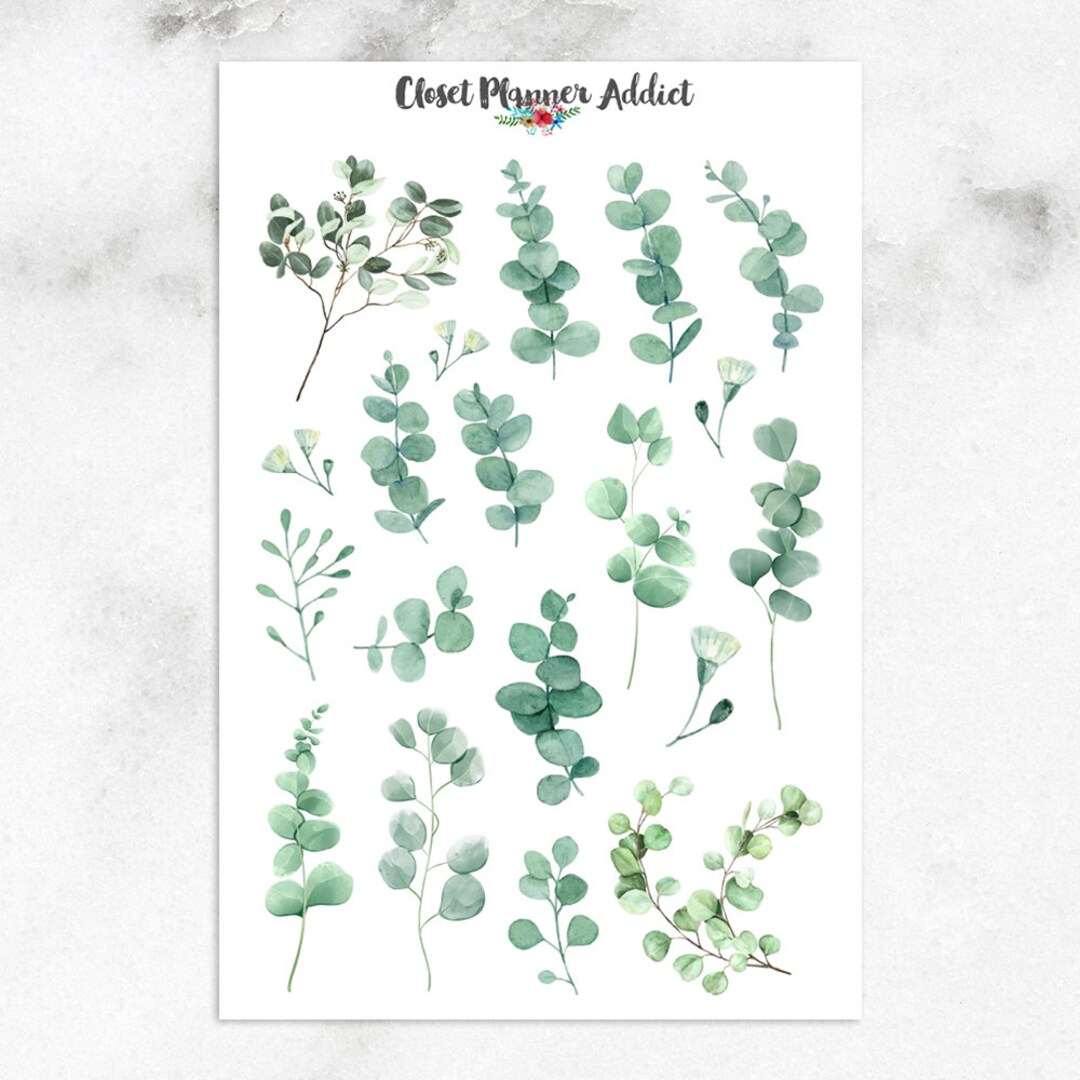 Watercolour Eucalyptus Leaves Planner Stickers | Eucalyptus Stickers ...