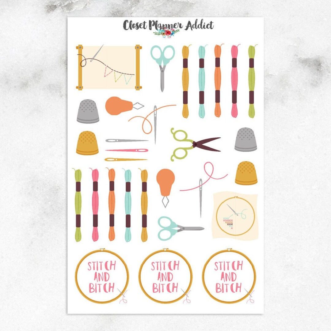Cross Stitch Embroidery Planner Stickers Cross Stitch Stickers Hobby ...