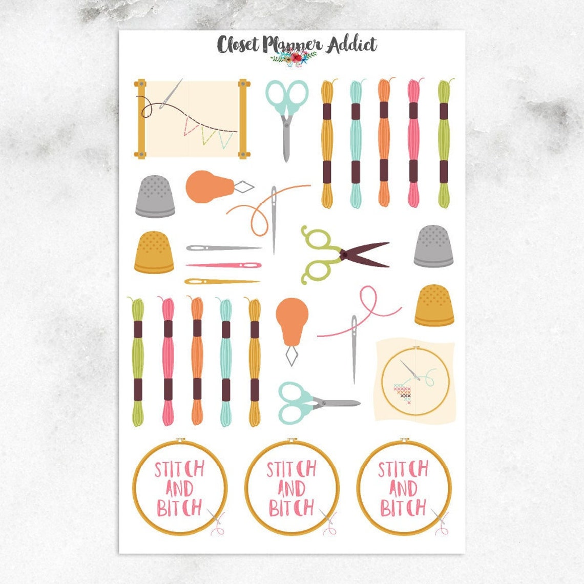 Cross Stitch Embroidery Planner Stickers Cross Stitch - Etsy
