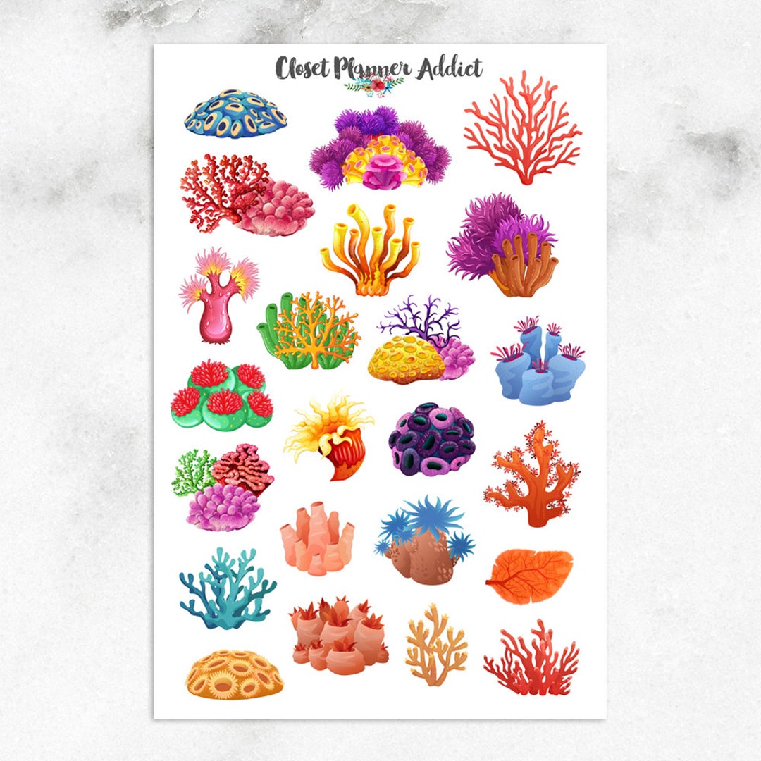 Colourful Sea Corals Planner Stickers | Coral Reef Stickers | Corals ...