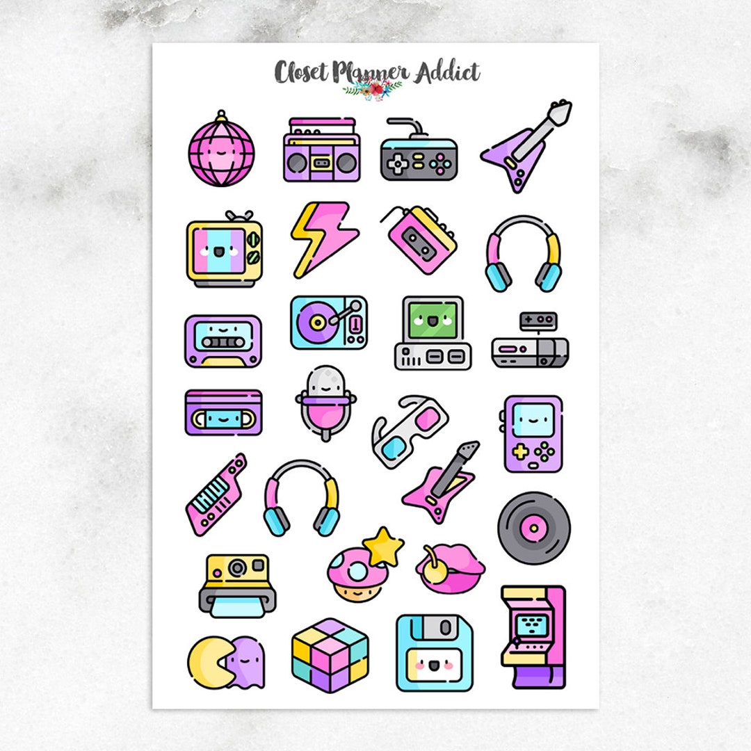 Rocking to the 80s Planner Stickers | 80s Stickers | Kawaii Stickers ...