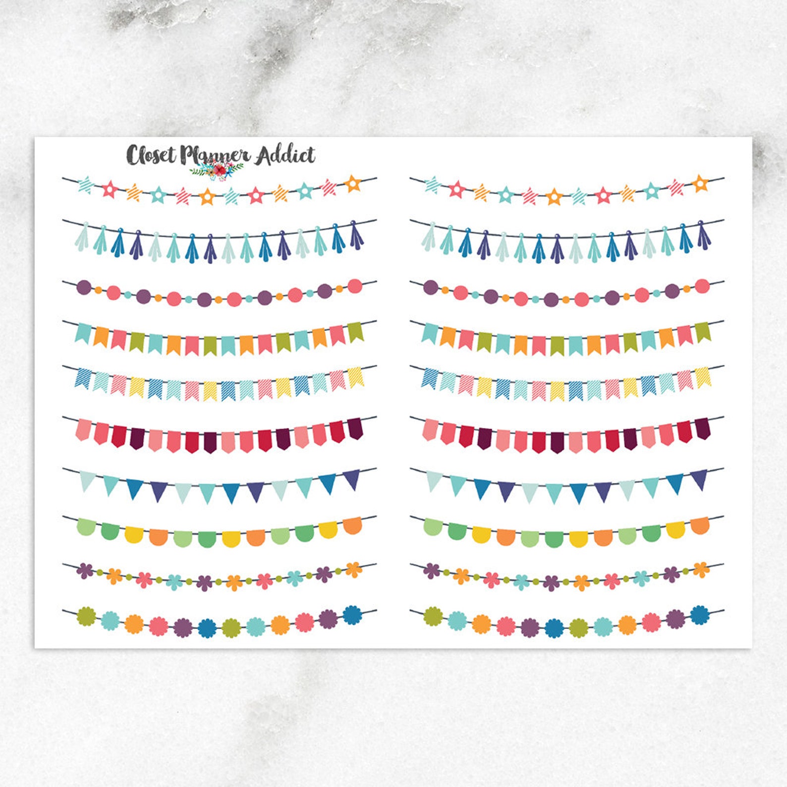 Colourful Buntings Planner Stickers Bunting Stickers - Etsy