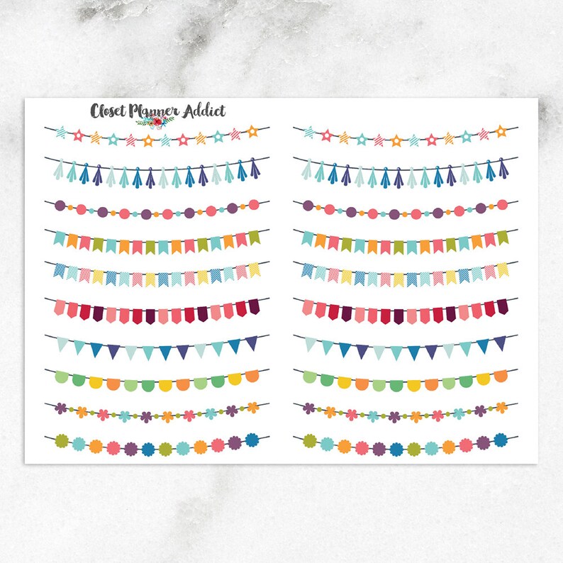 Colourful Buntings Planner Stickers Bunting Stickers - Etsy