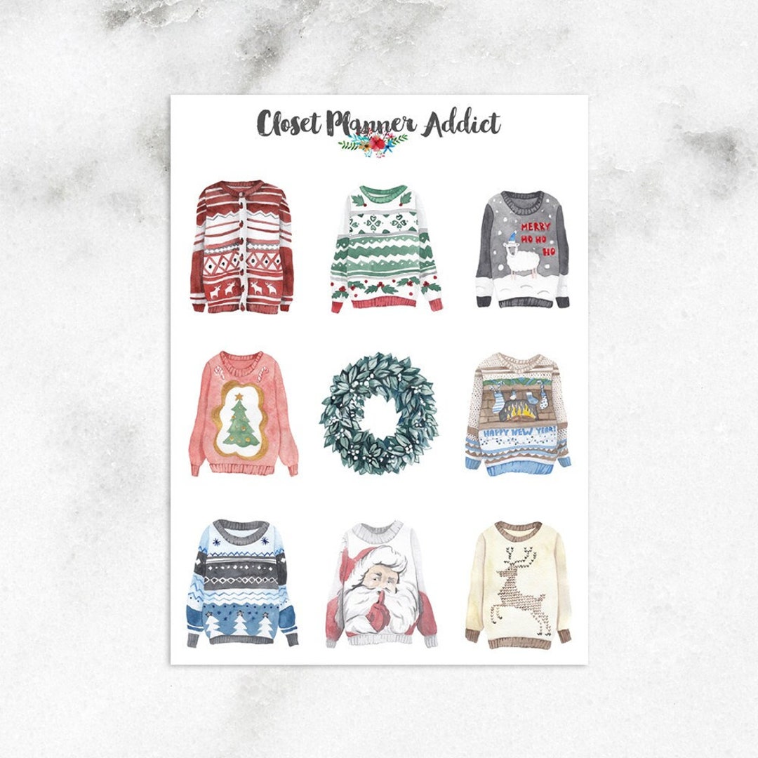 Ugly Christmas Sweaters Version 1 Planner Stickers | Christmas Stickers ...