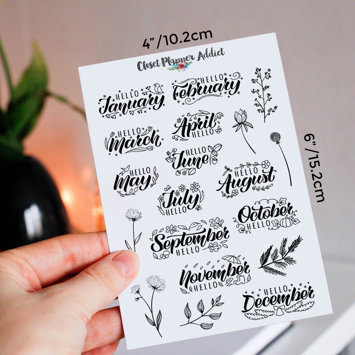 Hello Months Planner Stickers | Monthly Planner Stickers ...