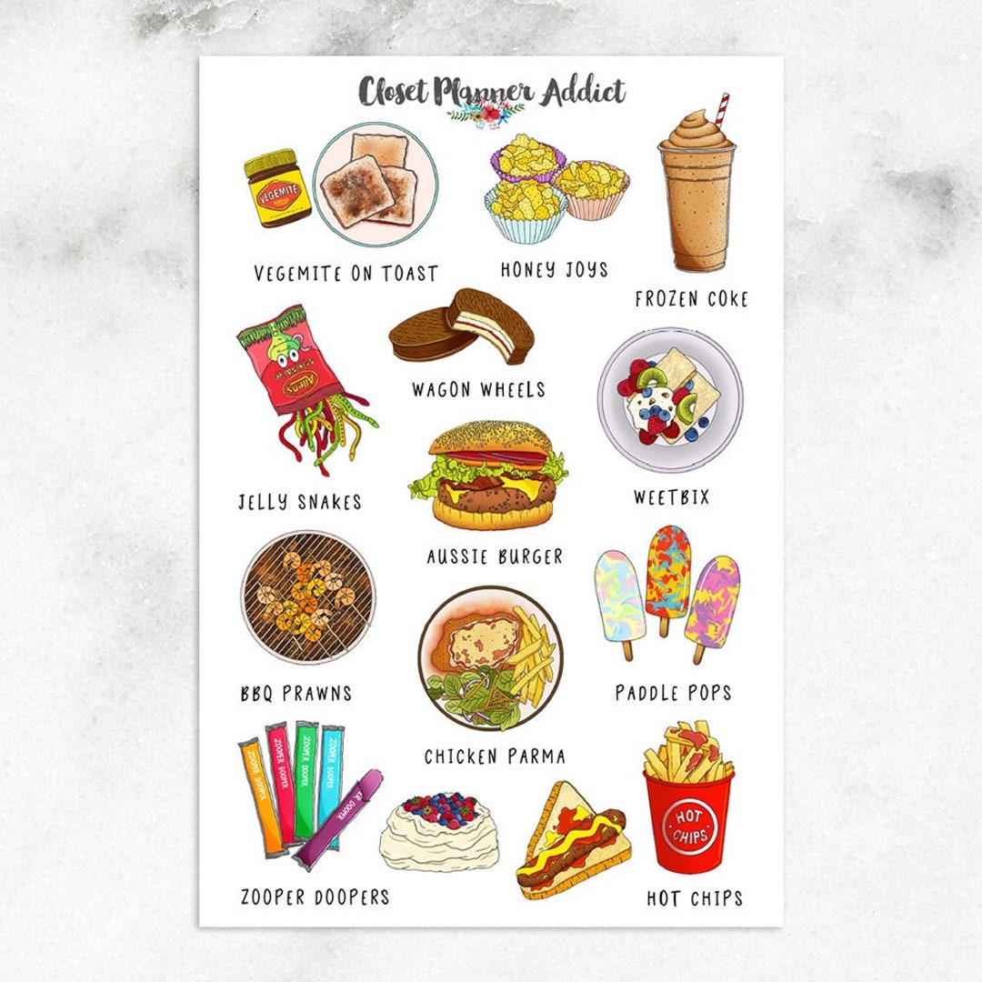 Australian Food Icons Planner Stickers | Aussie Food Stickers ...