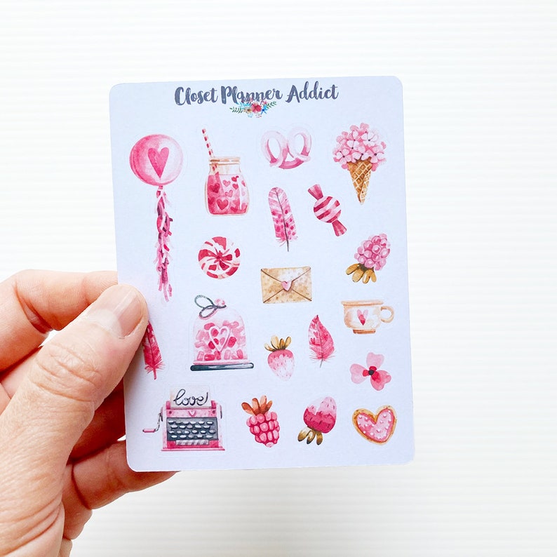 Pink Valentine's Day Planner Stickers Valentine's - Etsy