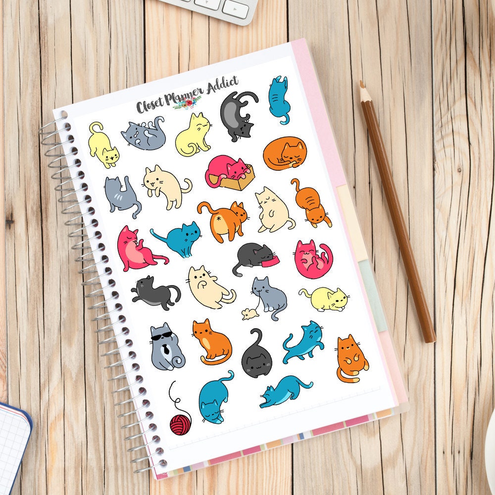 Cute Cats Planner Stickers Cat Stickers Cat Lovers | Etsy