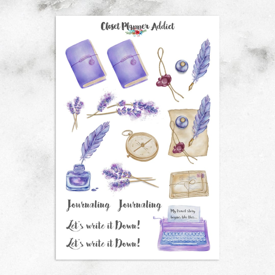 Lavender Travel Journaling Planner Stickers | Travel Journal Stickers ...