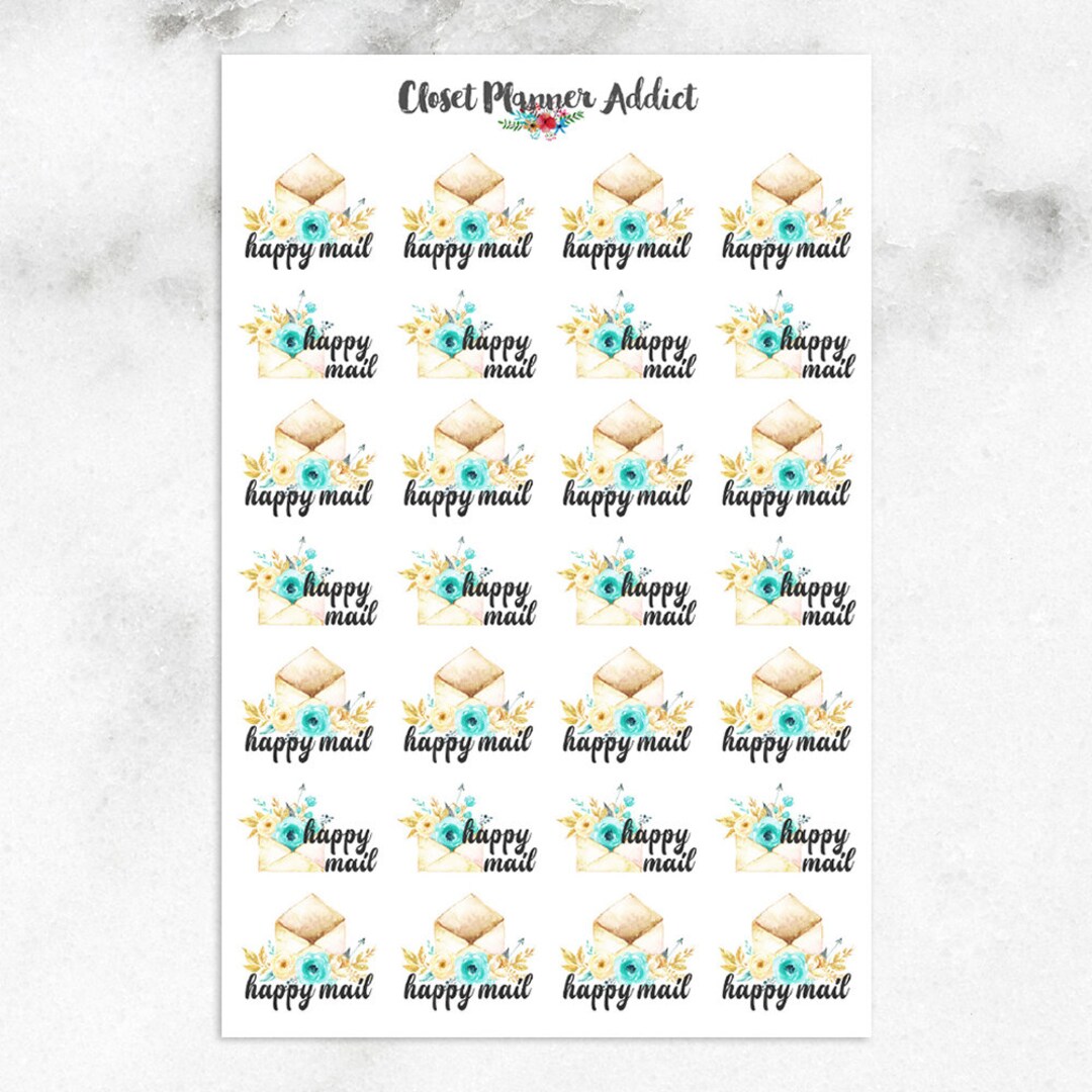 Watercolour Happy Mail Planner Stickers | Watercolour Stickers | Floral ...