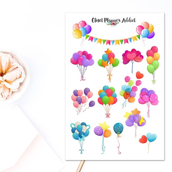Colourful Balloons Planner Stickers Party Balloons Stickers - Etsy