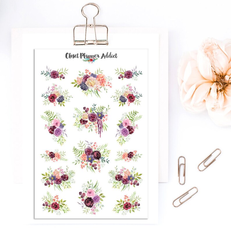 Watercolour Flowers Planner Stickers Floral Bouquet Stickers - Etsy