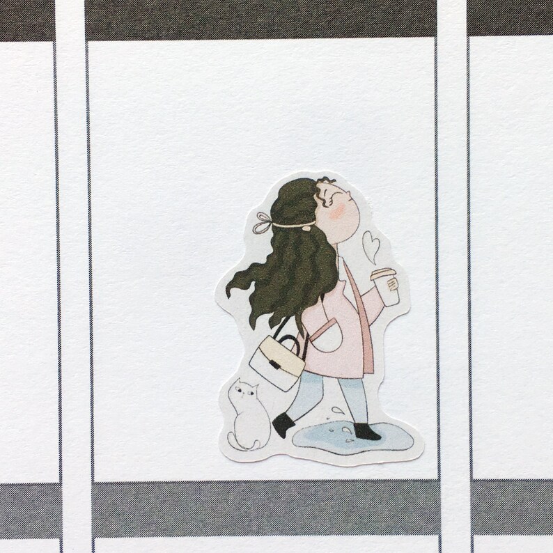 Girl With Cat Sampler 1 Planner Stickers Cute Cat Stickers - Etsy