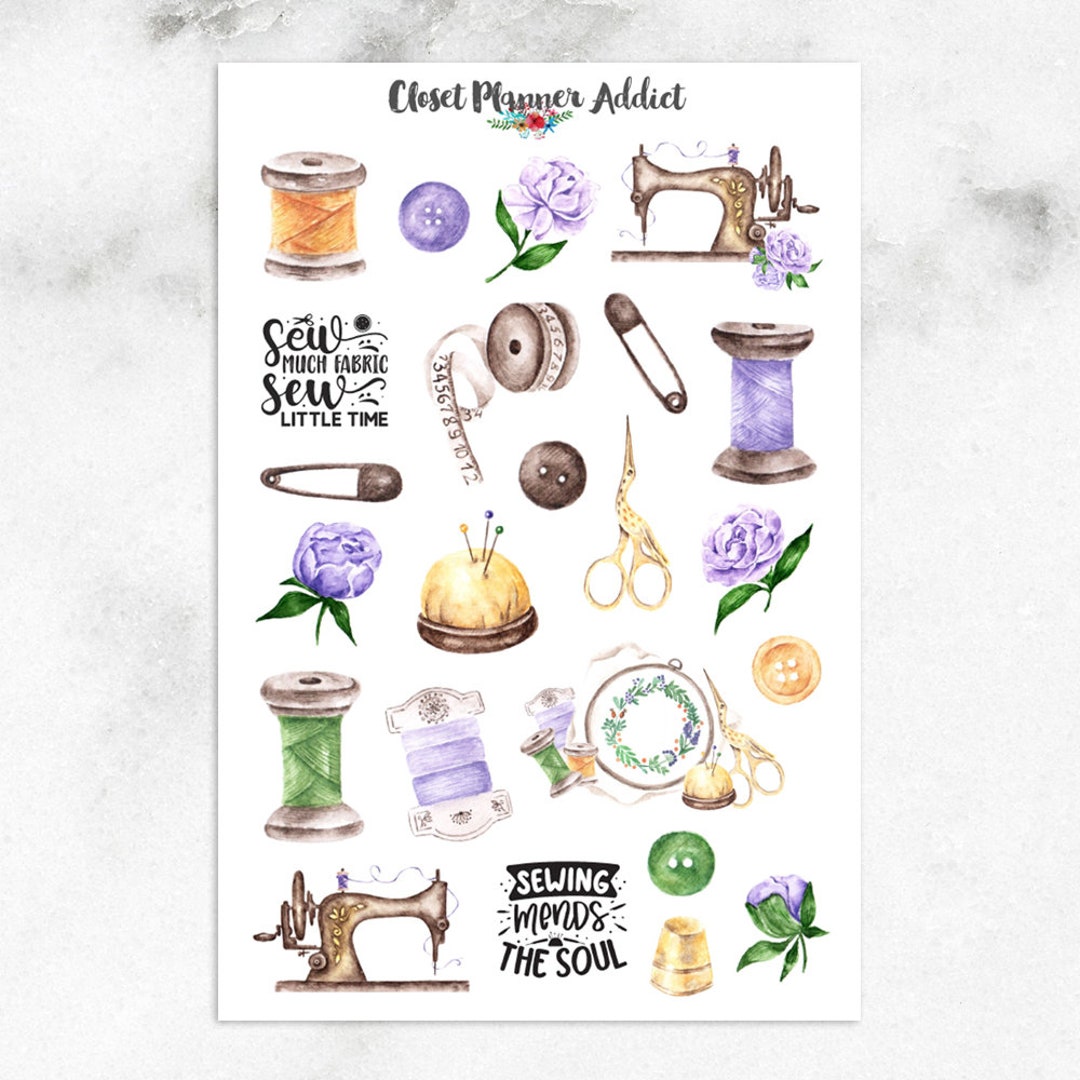 Watercolour Sewing Machines Planner Stickers Sewing Tools Stickers ...