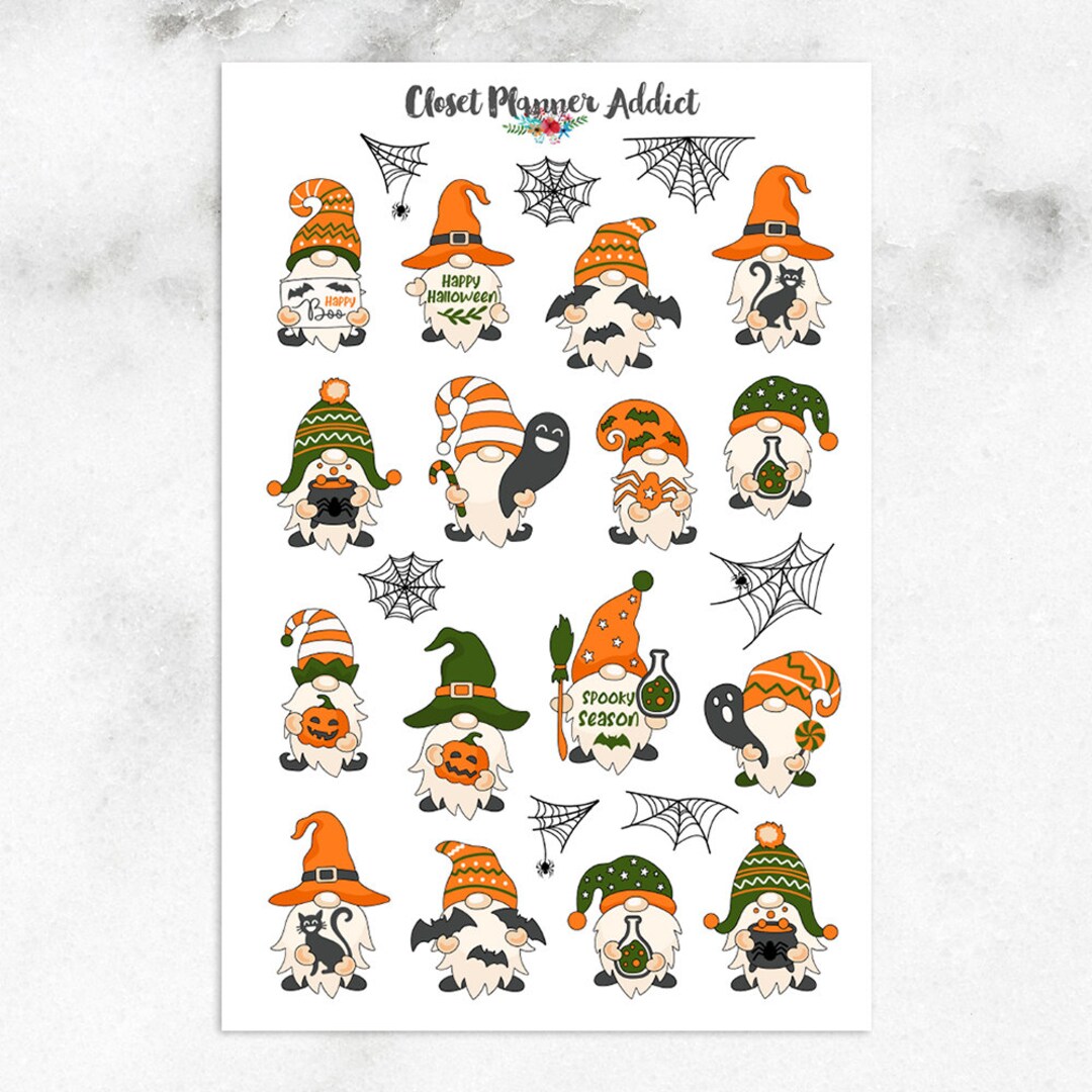 Cute Halloween Gnomes Planner Stickers Halloween 2022 Gnome Stickers ...
