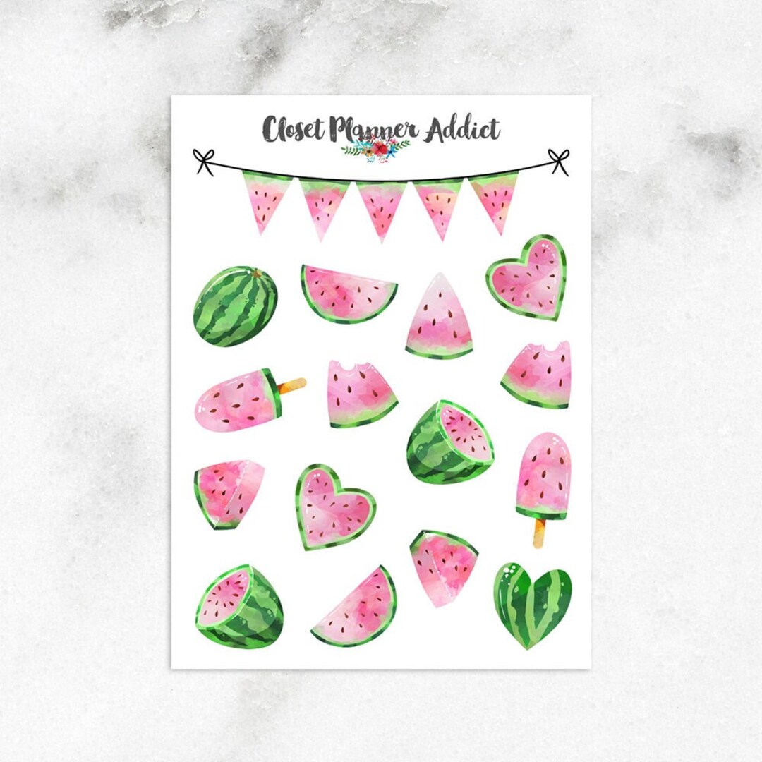 Watermelon Planner Stickers | Watercolour Stickers | Fruit Stickers ...