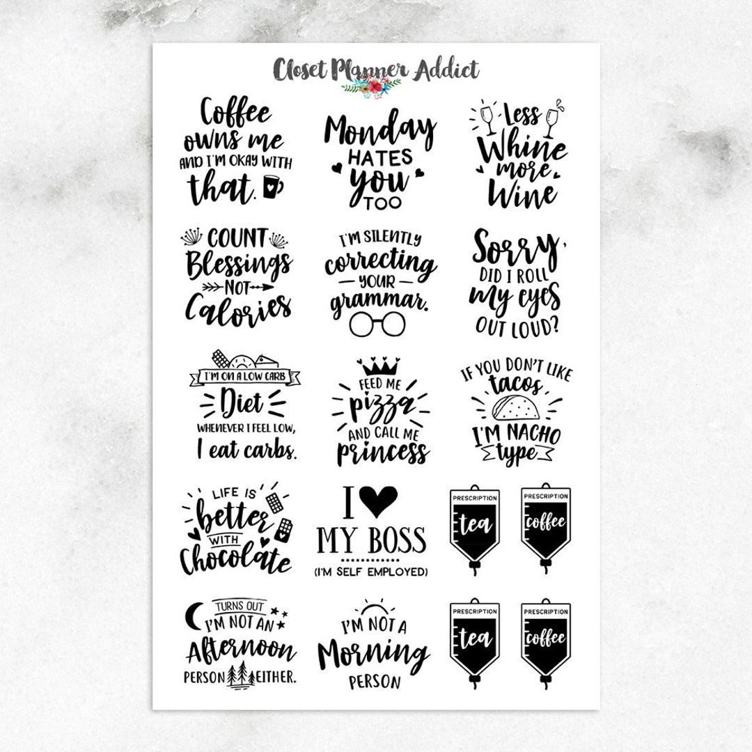 Sassy Quotes Part 2 Planner Stickers | Quote Stickers | Sassy Stickers ...