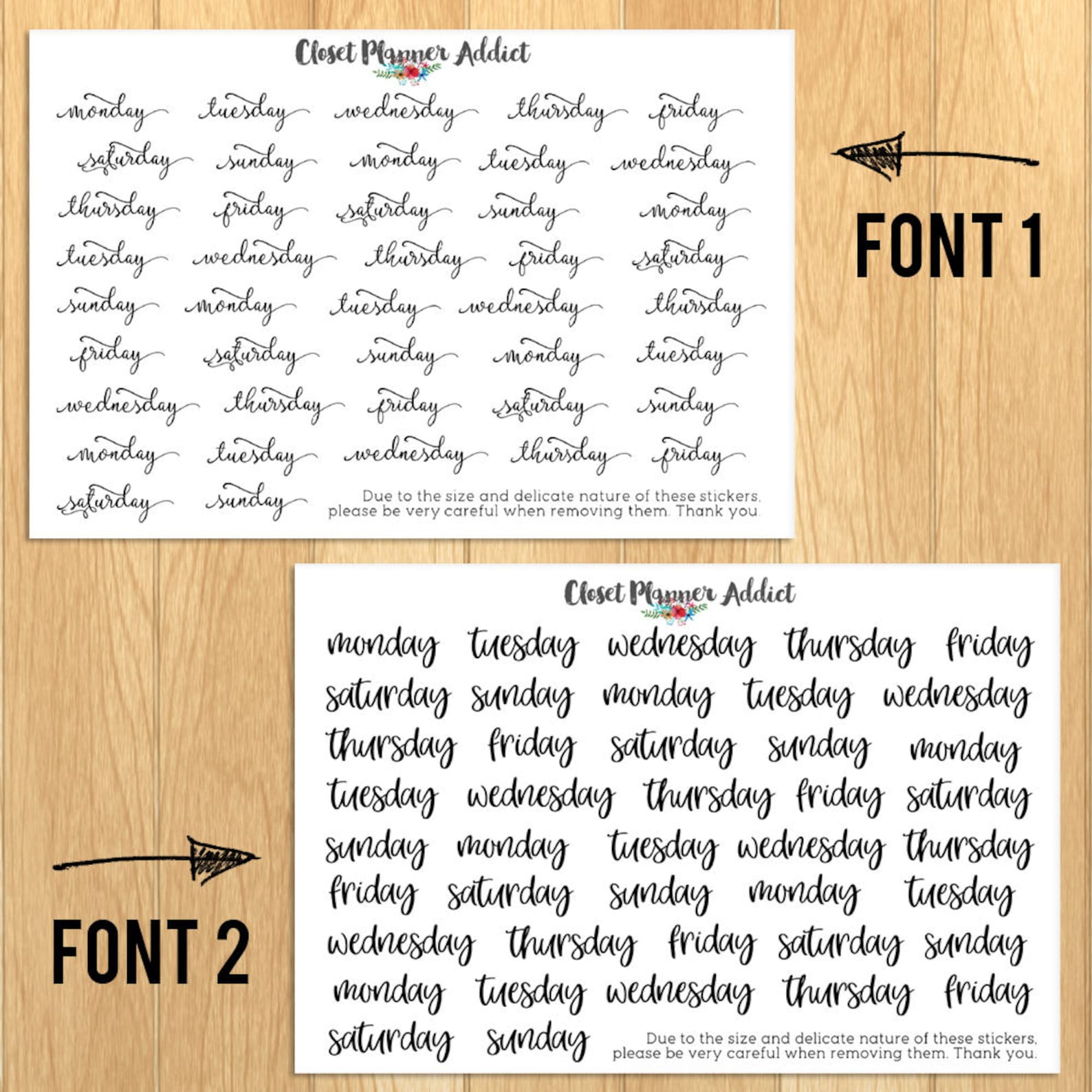 Days of the Week Planner Stickers Weekly Planner Stickers - Etsy