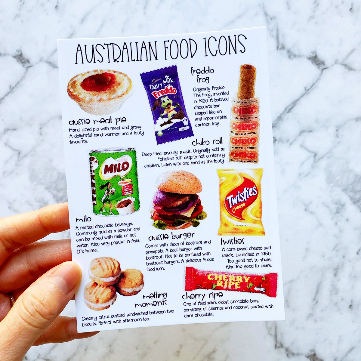 Australian Food Icons Part 2 Postcard Hand Drawn Postcard - Etsy Australia