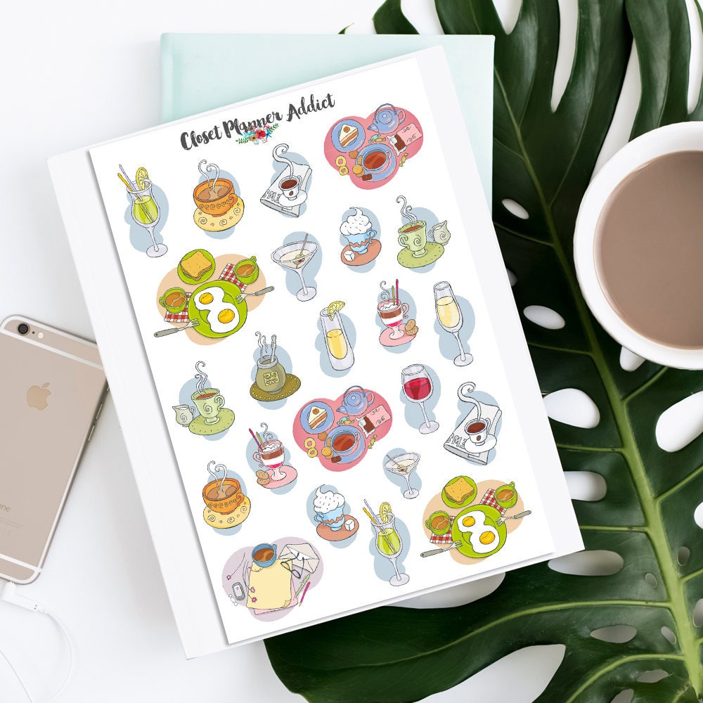 Le'ts Brunch Planner Stickers Brunch Stickers Food | Etsy