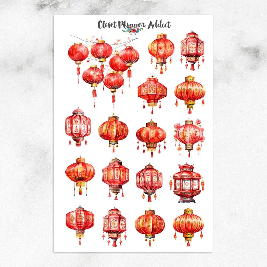 Chinese New Year Lanterns Planner Stickers | Lunar New Year Stickers ...
