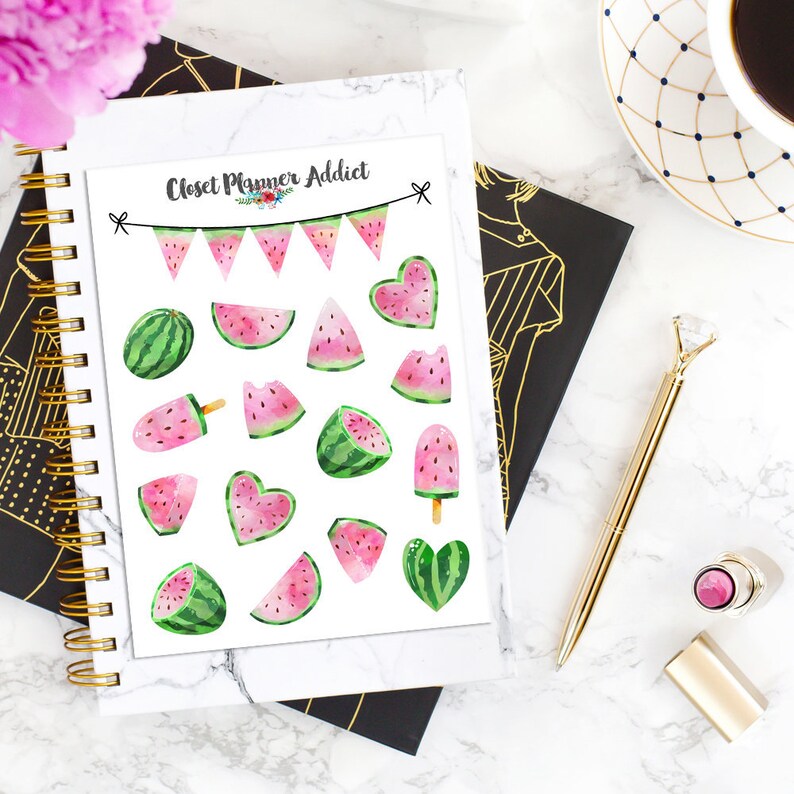 Watermelon Planner Stickers Watercolour Stickers Fruit | Etsy