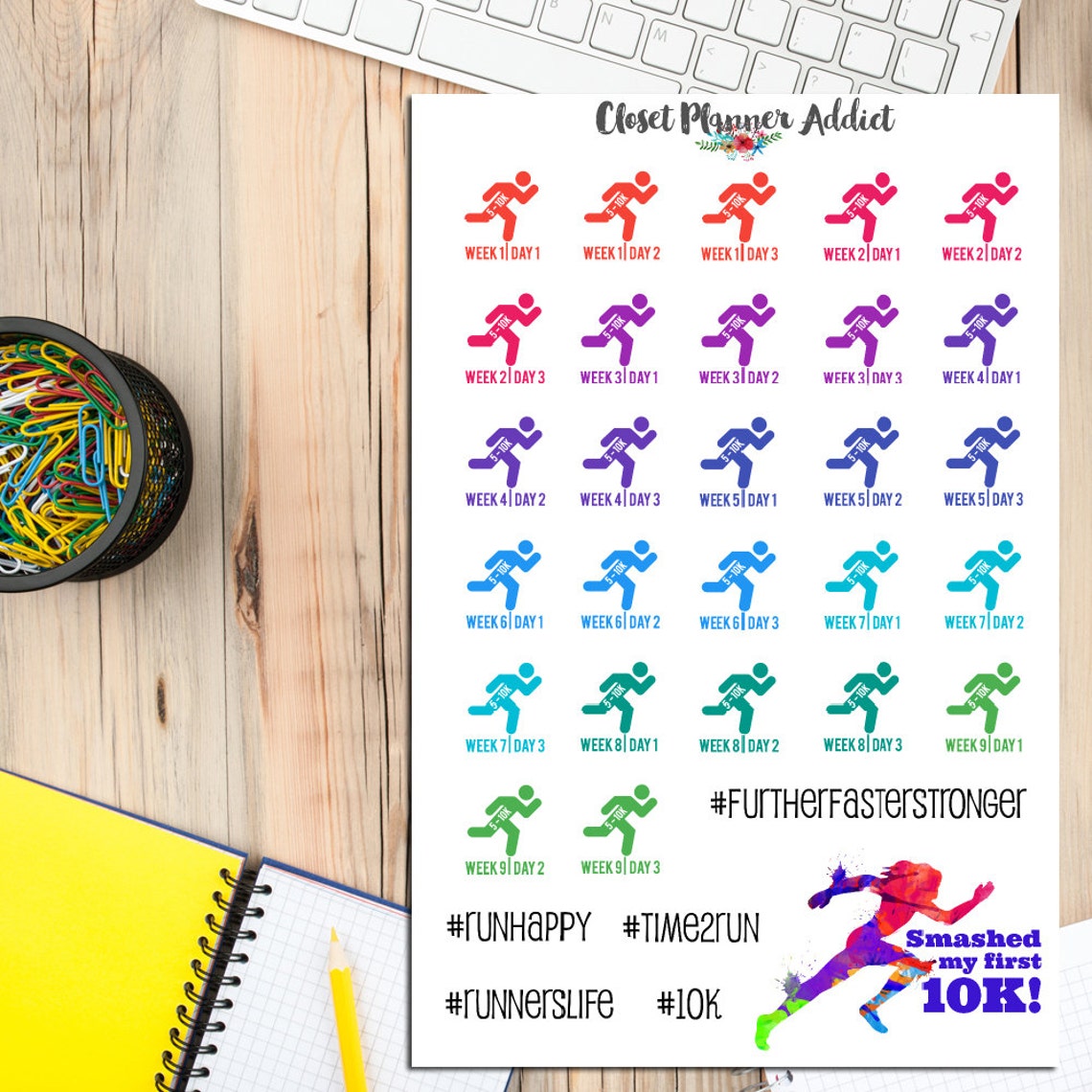 5 to 10K Running Planner Stickers 10K Running Stickers - Etsy