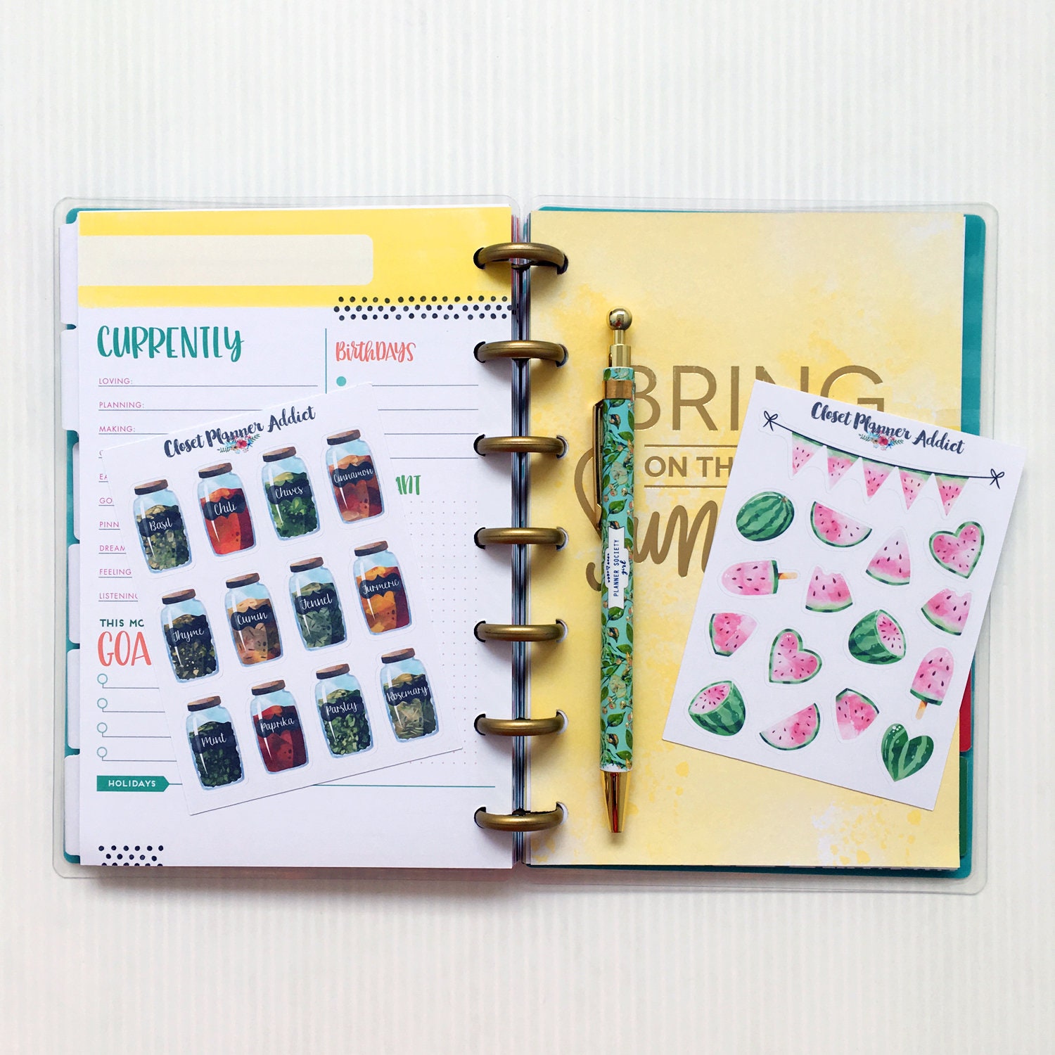 Watermelon Planner Stickers Watercolour Stickers Fruit - Etsy