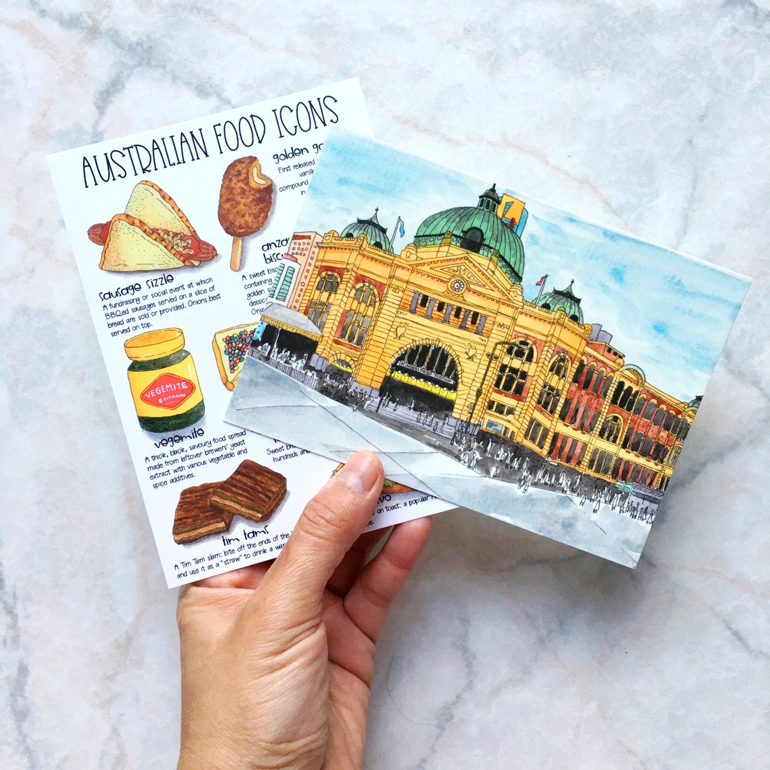 Flinders Street Station Postcard | Hand Drawn Postcard | Melbourne ...