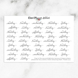 Days of the Week Planner Stickers Weekly Planner Stickers Mini Stickers ...