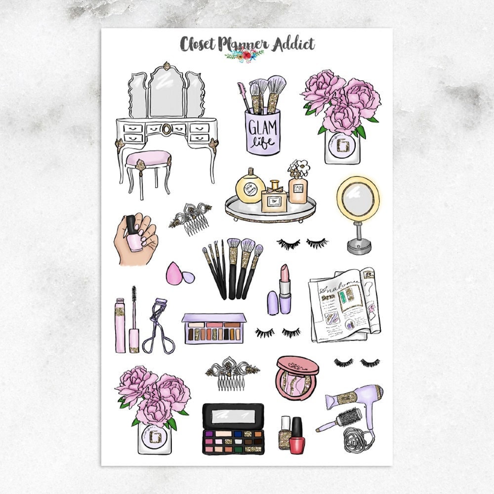Beauty Babe Planner Stickers Makeup Stickers Cosmetics - Etsy