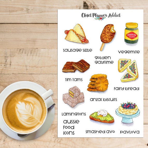 Aussie Food Icons Planner Stickers Australian Food Stickers | Etsy ...