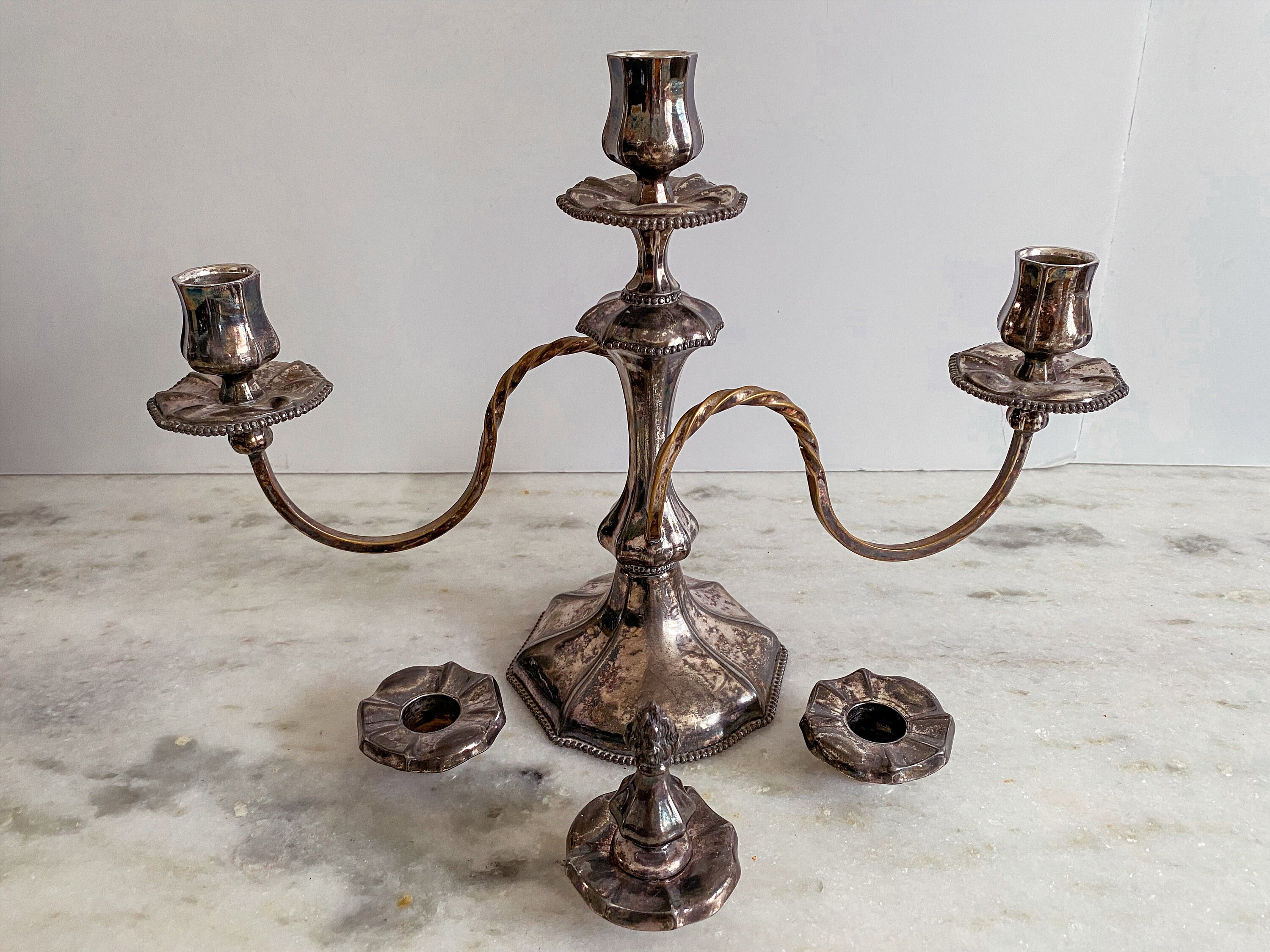 VINTAGE SILVER Candelabra-silver Plate Candelabras With Inserts and ...