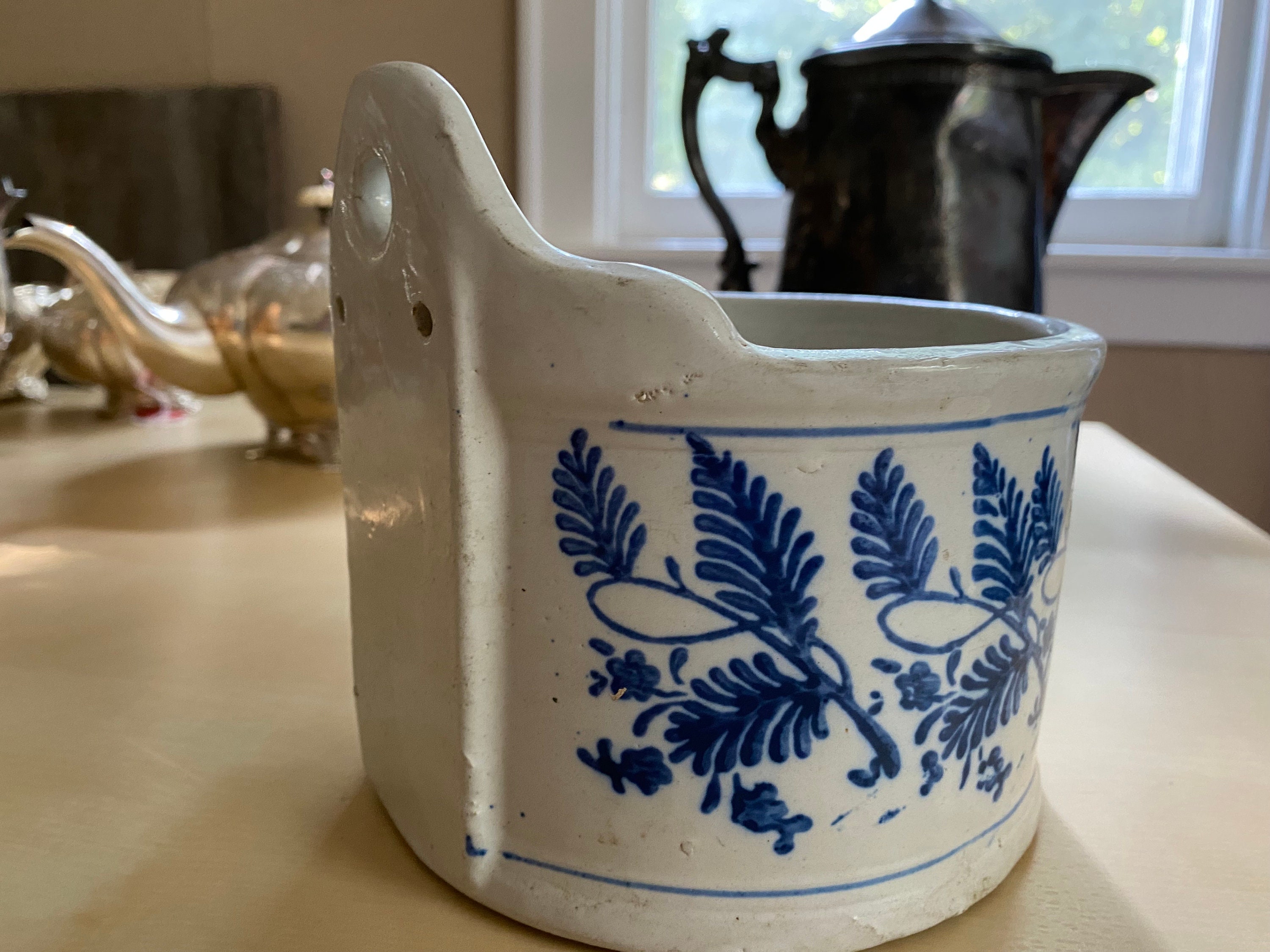 ANTIQUE SALT BOX Antique Blue and White Salt Box-1890's Salt Box Wall ...