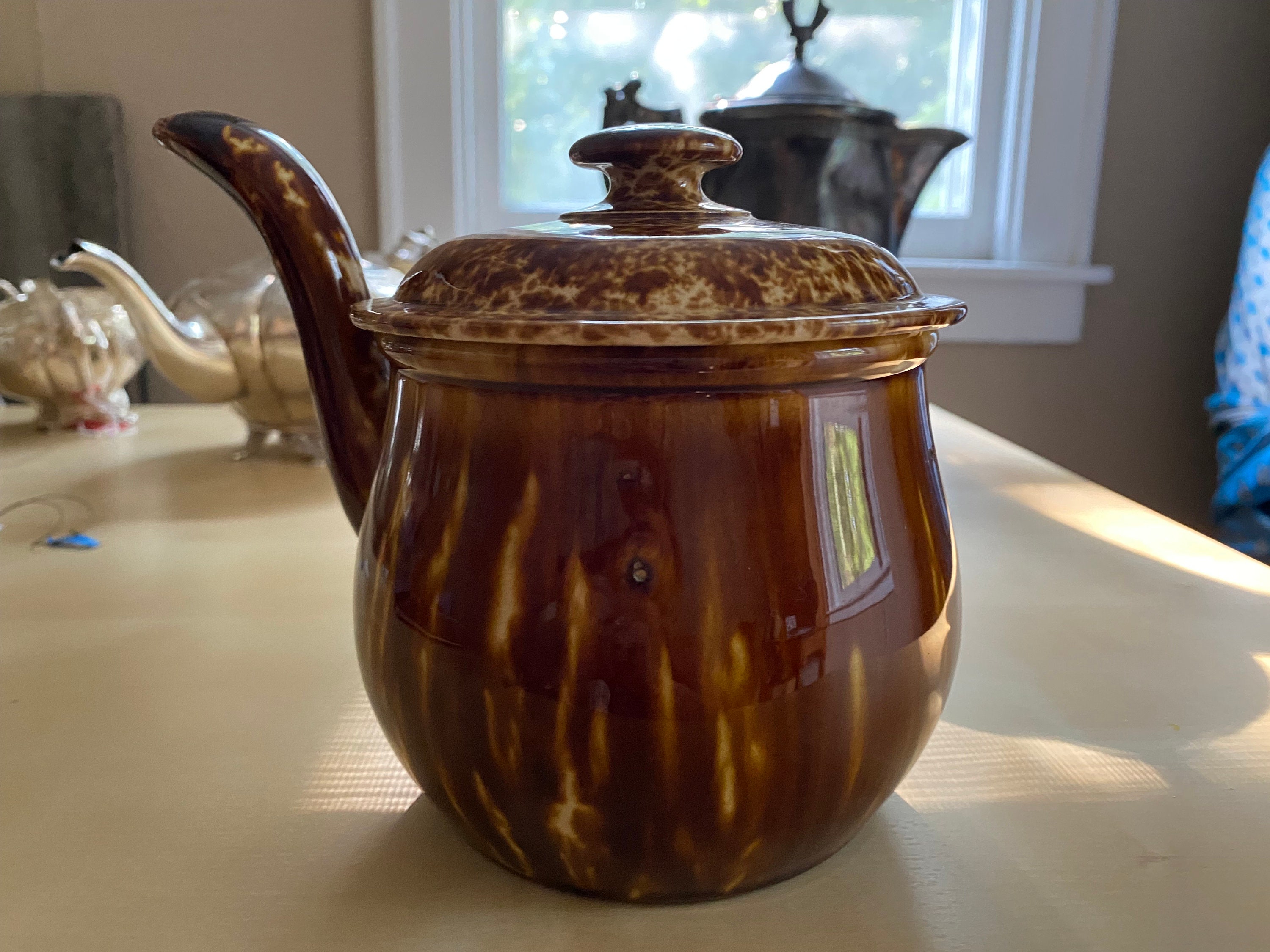 ANTIQUE BENNINGTON BEAN Pot Lidded Bean Pot, Rockingham Glaze by ...