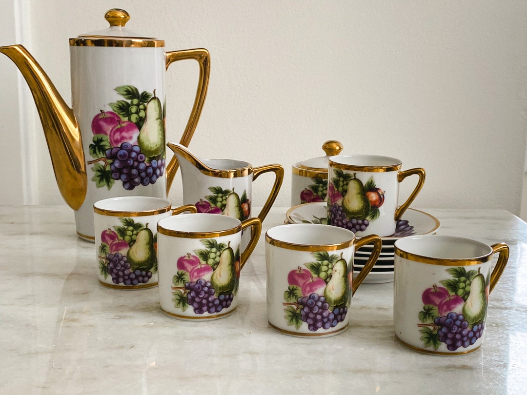 VINTAGE TEA SET - Tea Lovers Gift- Kitchen Decor -vintage Royal Harvest ...