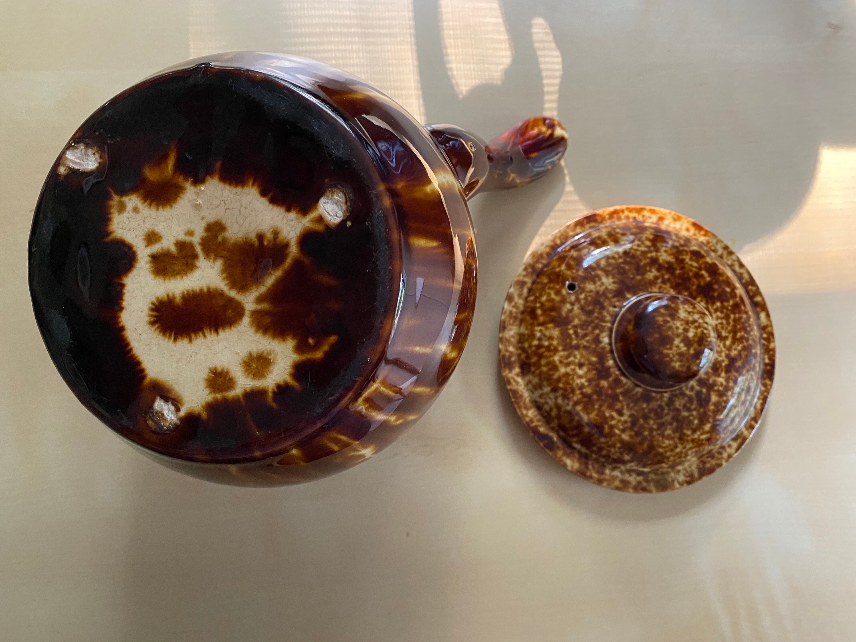 ANTIQUE BENNINGTON BEAN Pot Lidded Bean Pot, Rockingham Glaze by ...