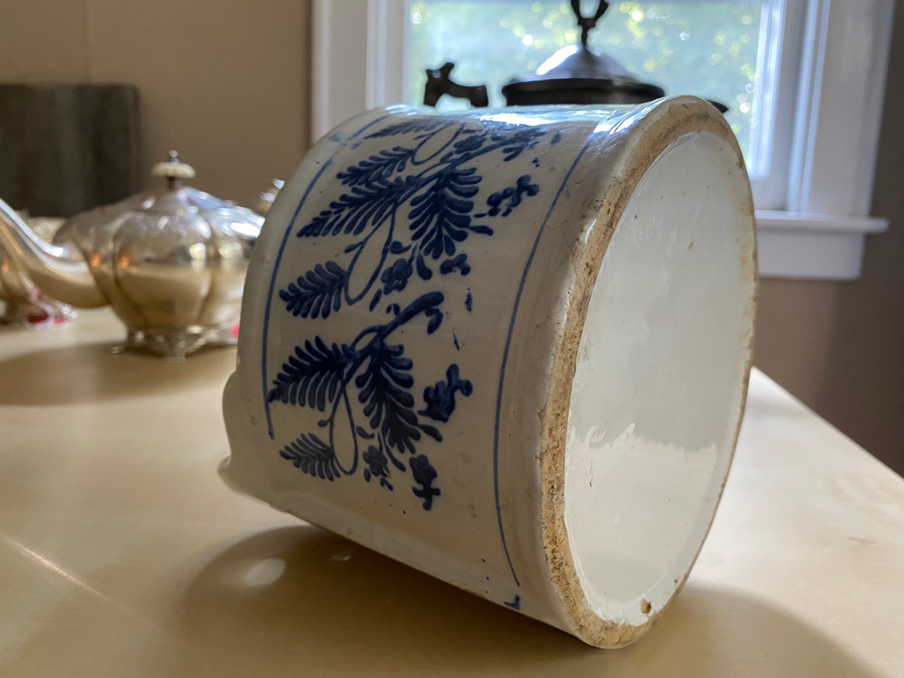 ANTIQUE SALT BOX Antique Blue and White Salt Box-1890's Salt Box Wall ...