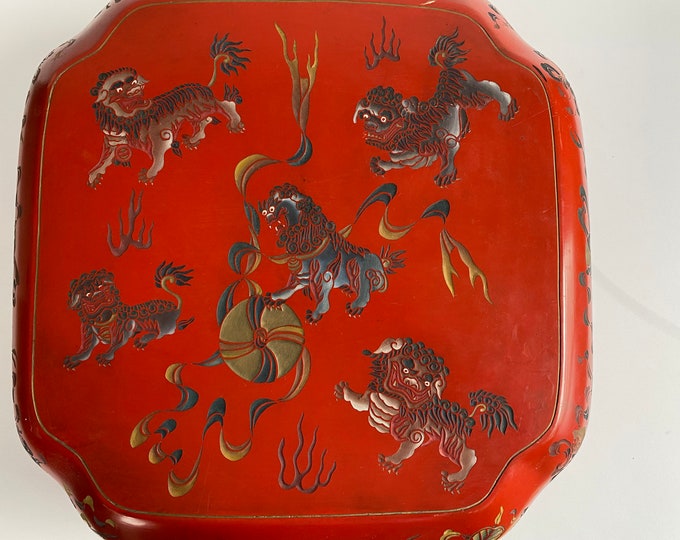 ANTIQUE RED LACQUER Republic of China red and Black Lacquer - Etsy