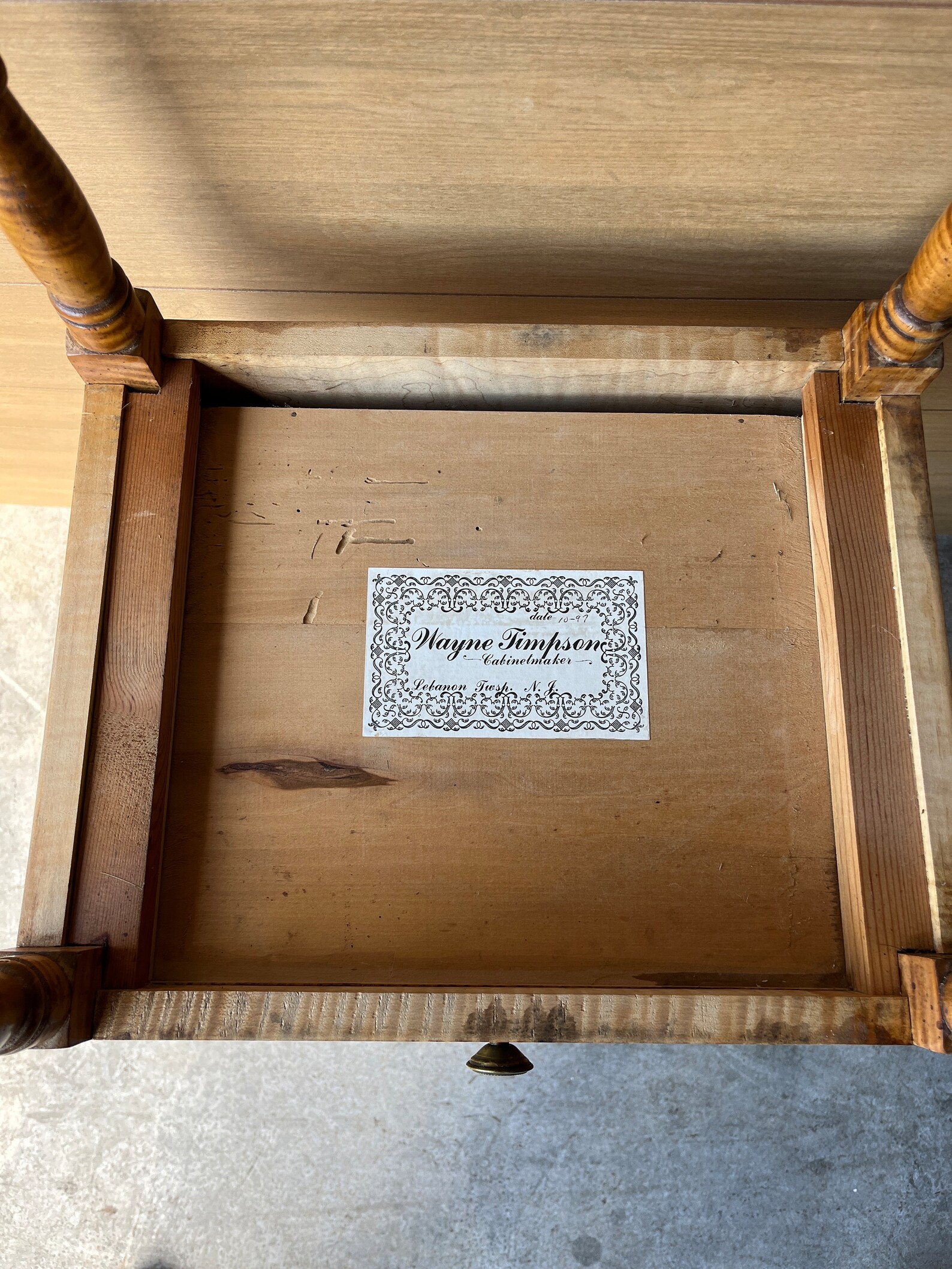 Mid 20th Century Benchmade Early American Tiger Maple Side Tables a ...