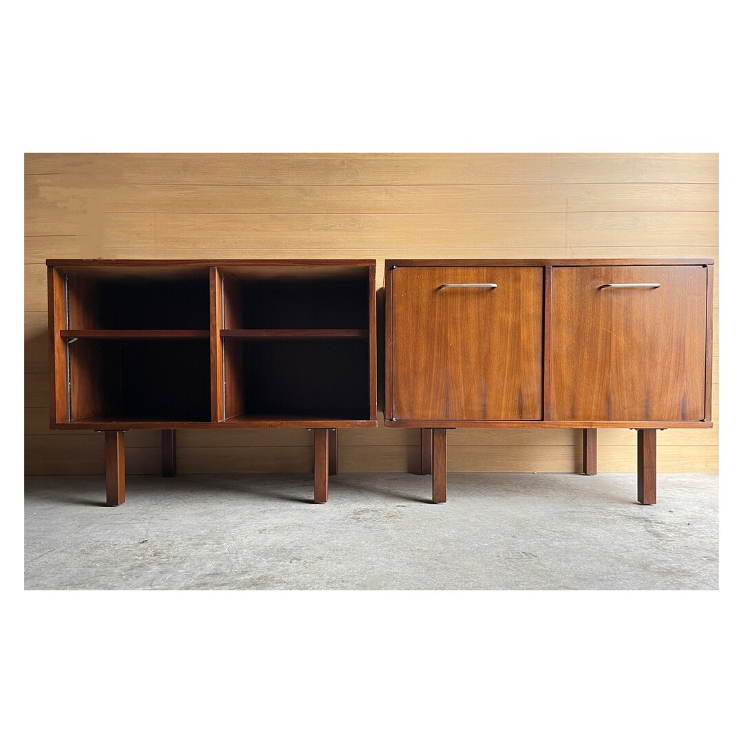 Pair of Jens Risom Walnut Demi Credenzas/side Tables (SHIPPING NOT FREE ...